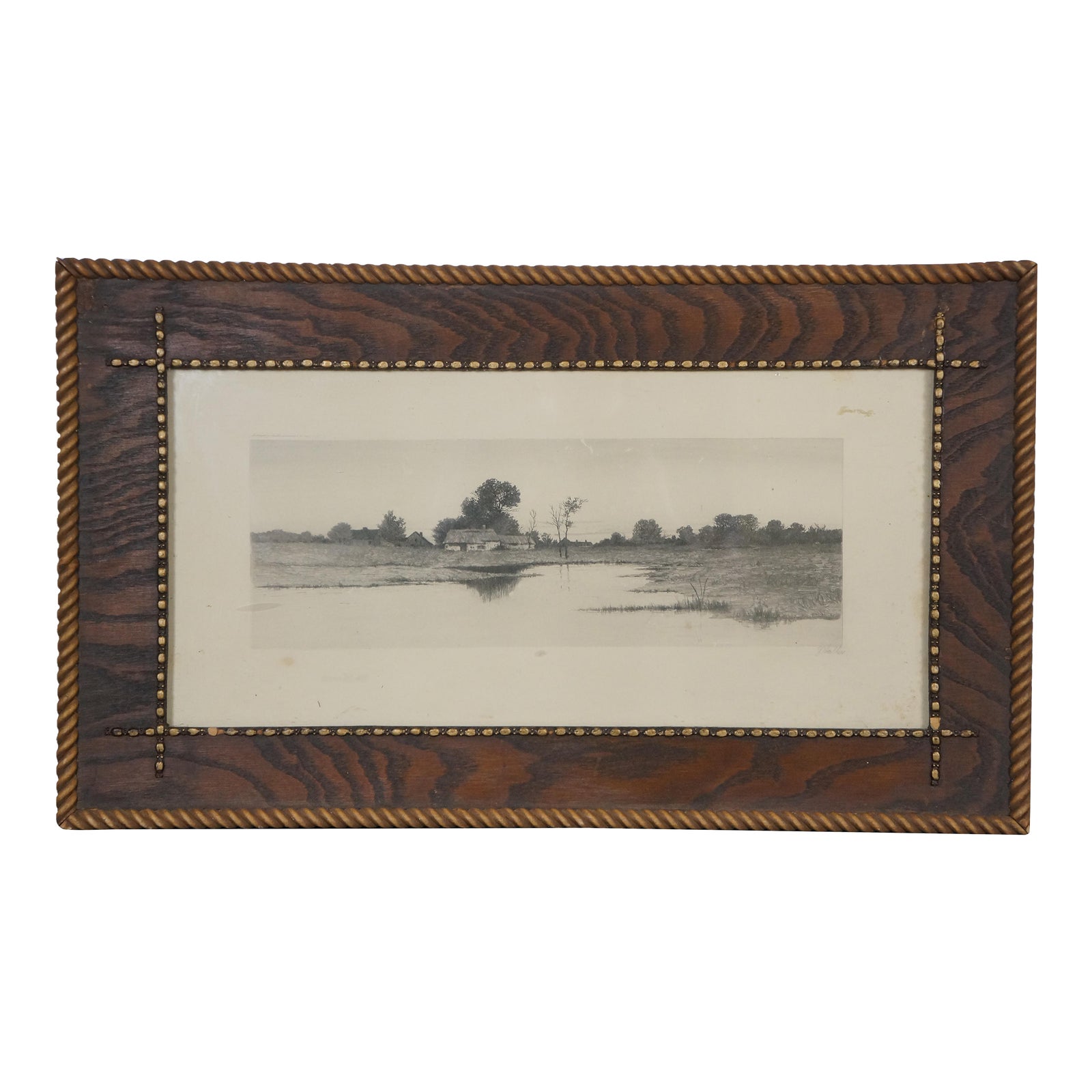 Late 19th Century Antique Alfred J Haller Country Landscape Thatched ...