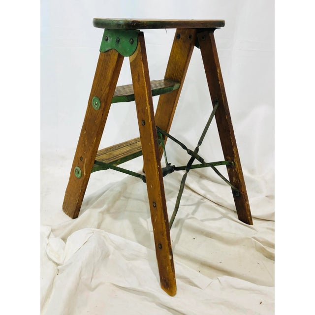 Early 20th Century Antique Wooden Step Stool Table | Chairish