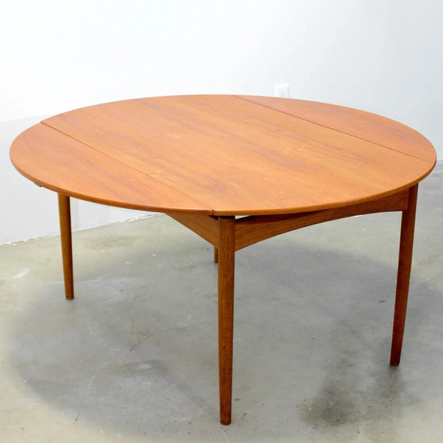 1960s Danish Teak Round Draw-Leaf Table | Chairish