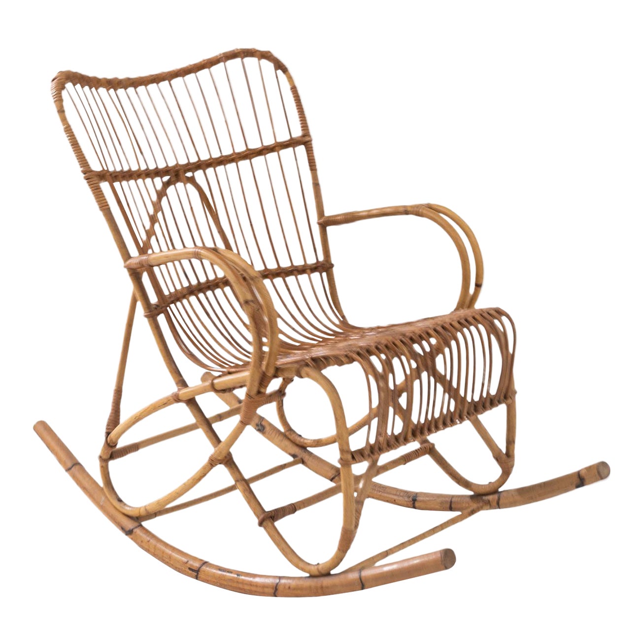 1960s French Rattan Rocking Chair | Chairish