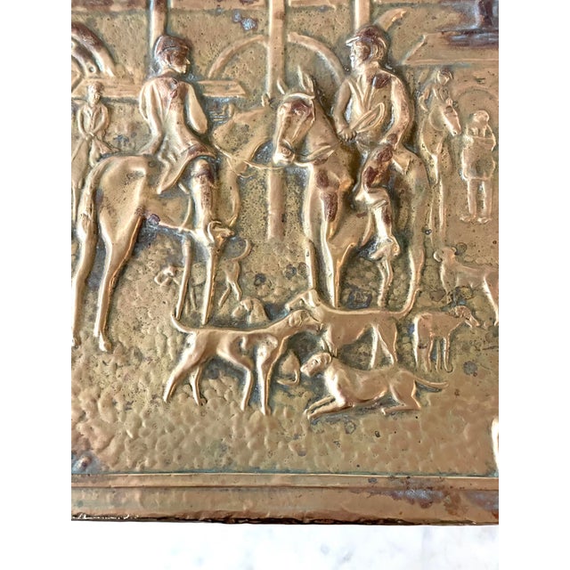 Antique 19th Century English Brass Box With Hunt Scene | Chairish