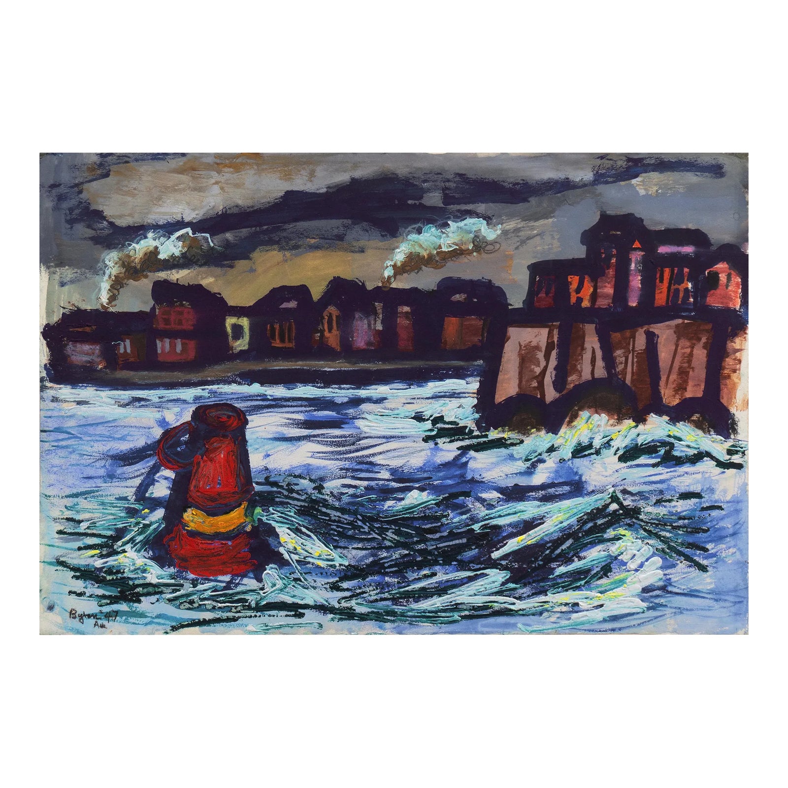 'Fremantle Harbor, Perth' by Byron Randall, 1947, Western Australia ...