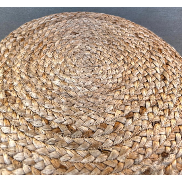 Natural Braided Jute Ottoman/Poof | Chairish