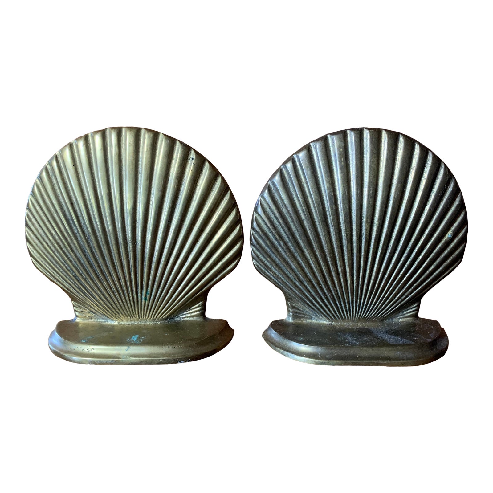 1970s Solid Brass Seashell Bookends - Set of 2 | Chairish