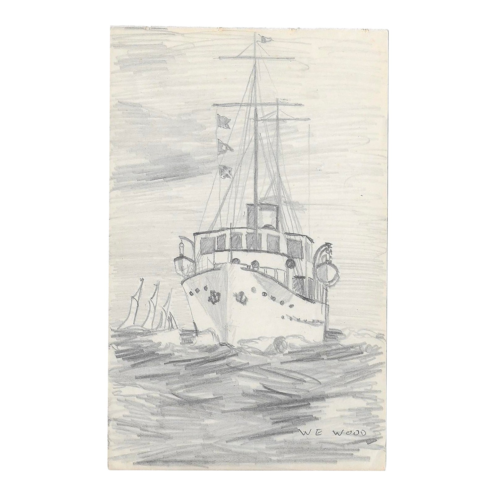 1943 Nautical Drawing by William Wood | Chairish