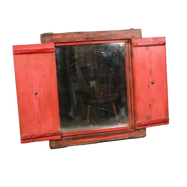 Vintage Indian Painted Window/Mirror | Chairish