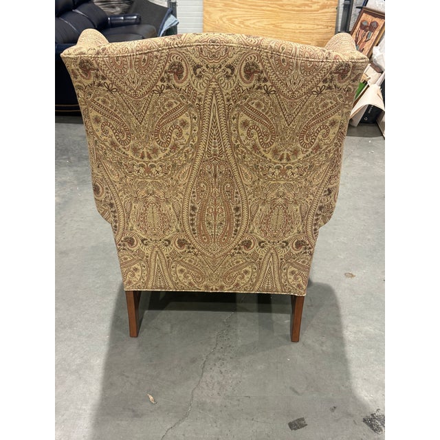 Ethan Allen Paisley Custom Wingback Chair | Chairish