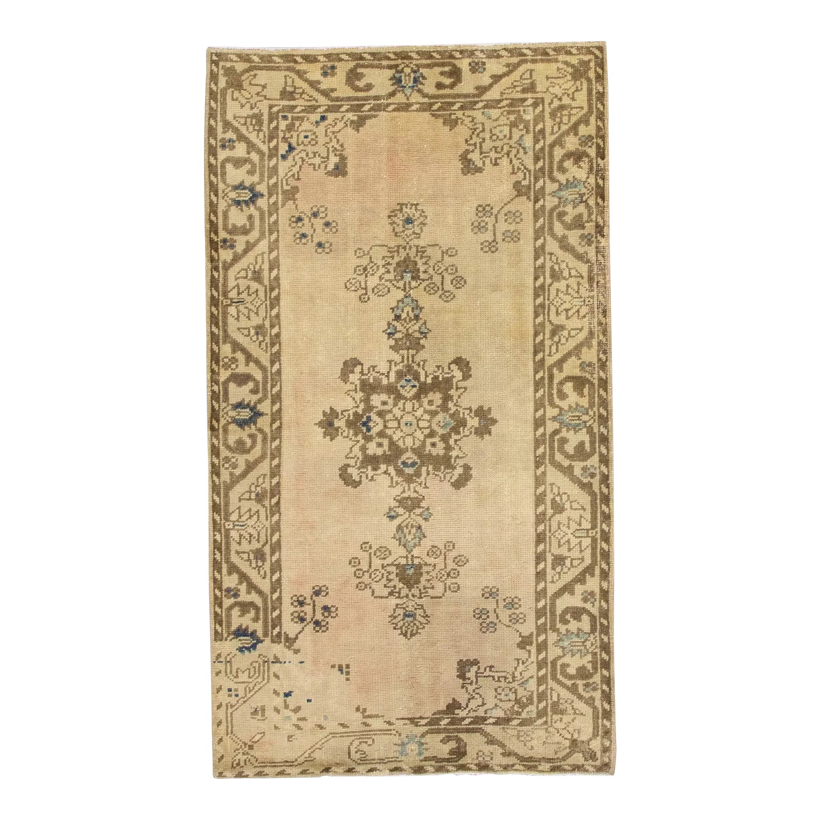 1960s Vintage Tan & Brown Rug | Chairish