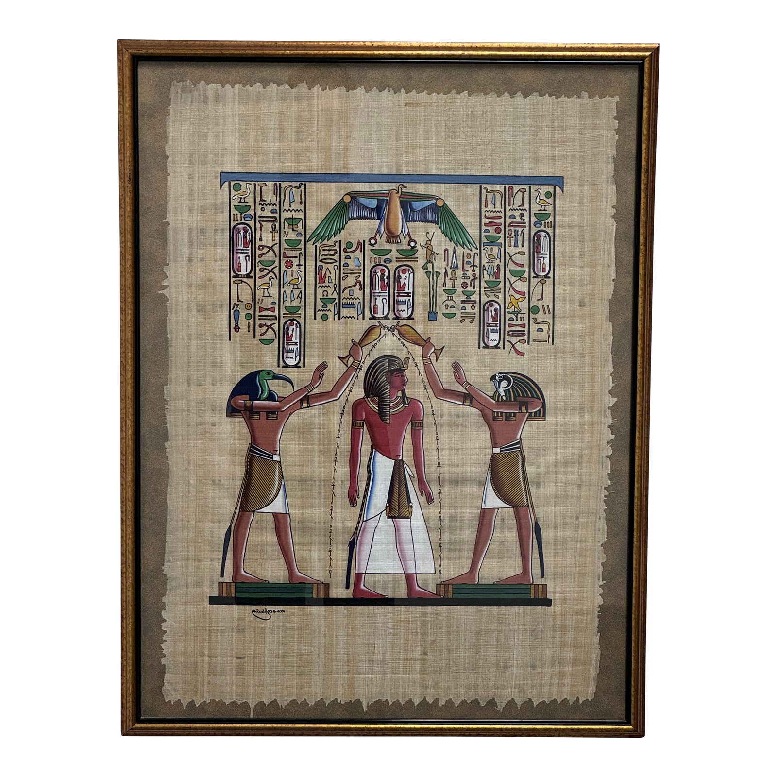 Custom Framed Thoth + Horus Blessing Ramses II With Eternal Life | Chairish