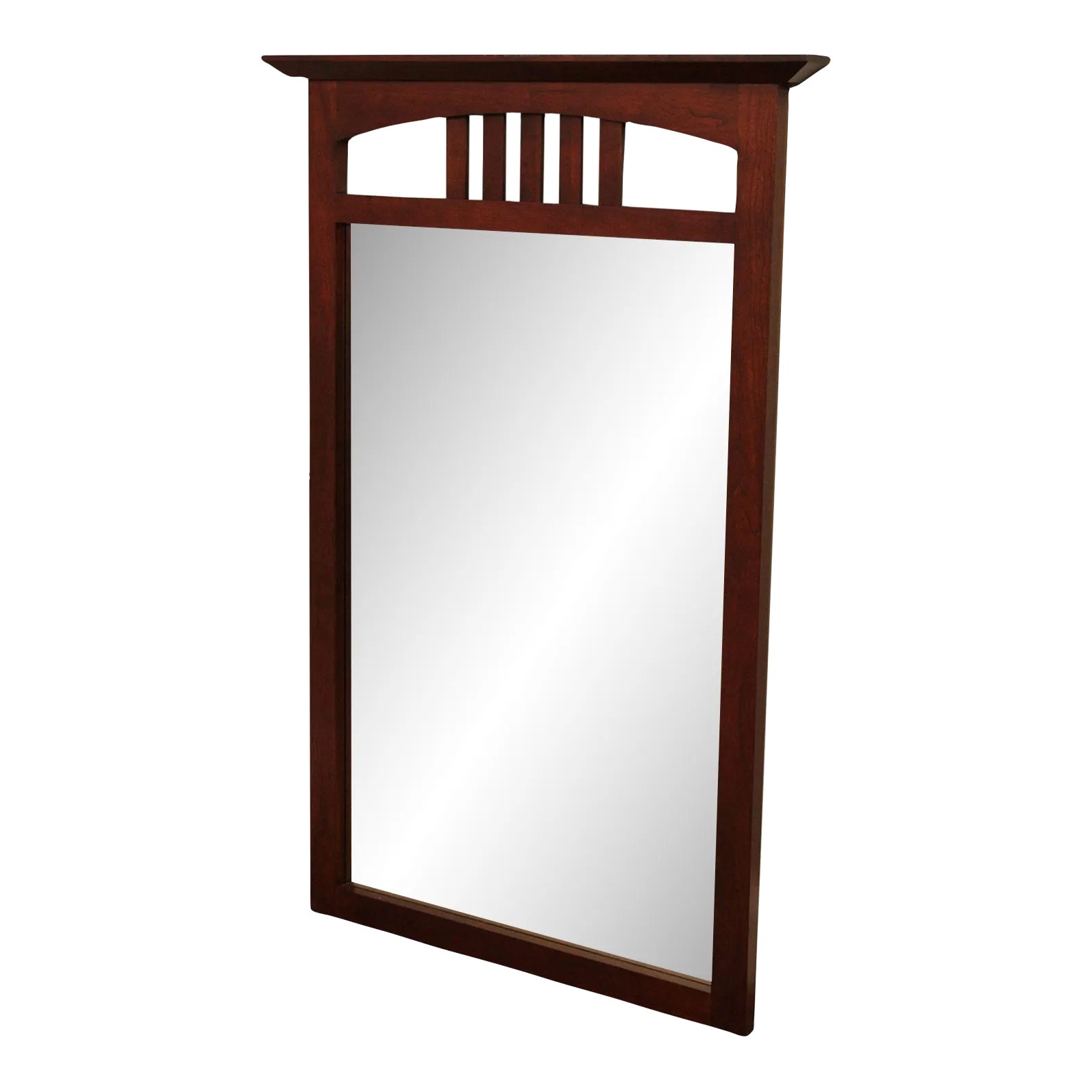 Solid Cherry Frame Beveled Wall Mirror | Chairish