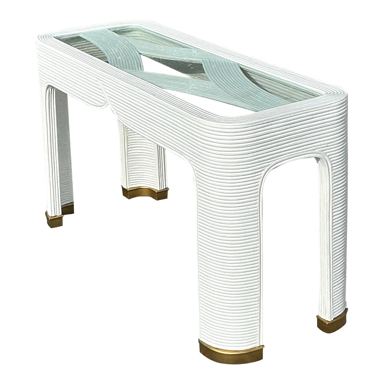 Vintage Costal Pencil Reed Console Table | Chairish