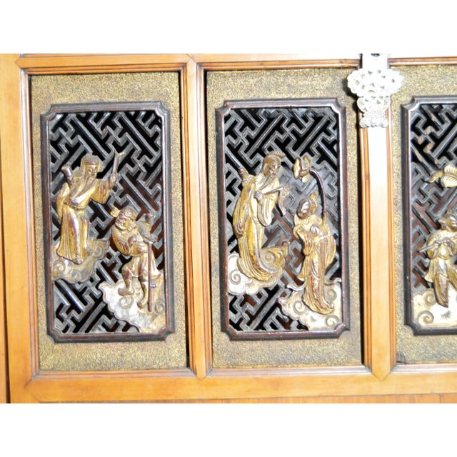 19th Century Chinese Dowry Chest With Fretwork and Carved Gilt ...