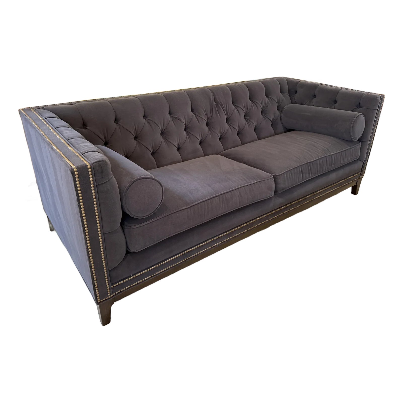 Ethan Allen Anderson Button Tufted Sofa With Nailhead Trim | Chairish