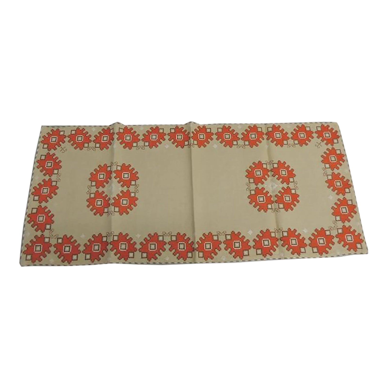 Vintage Orange & Camel Turkish Table Runner | Chairish