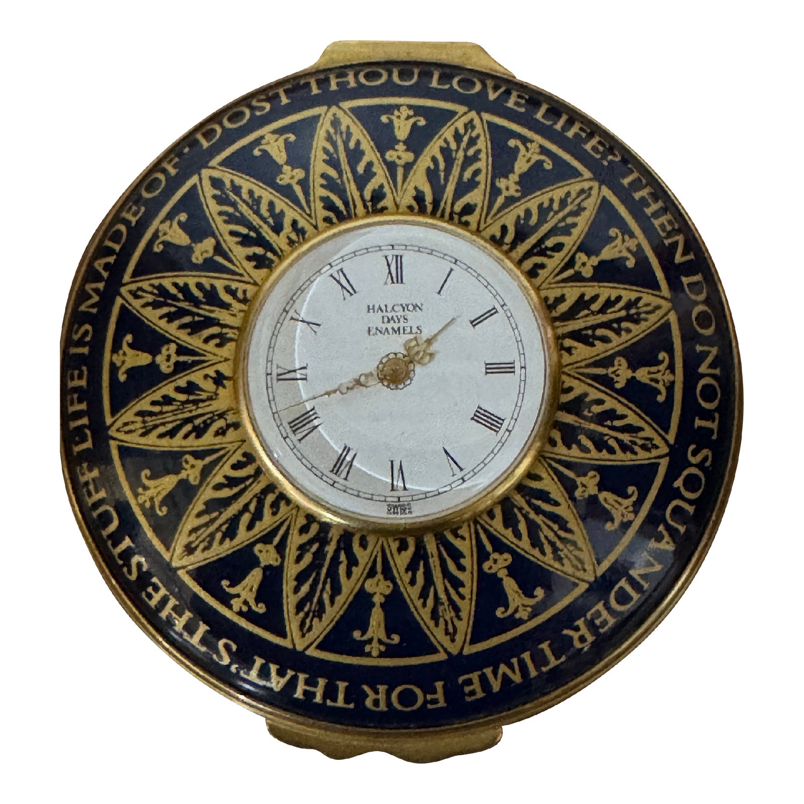 Late 20th Century Halcyon Days Clock Benjamin Franklin Quote | Chairish