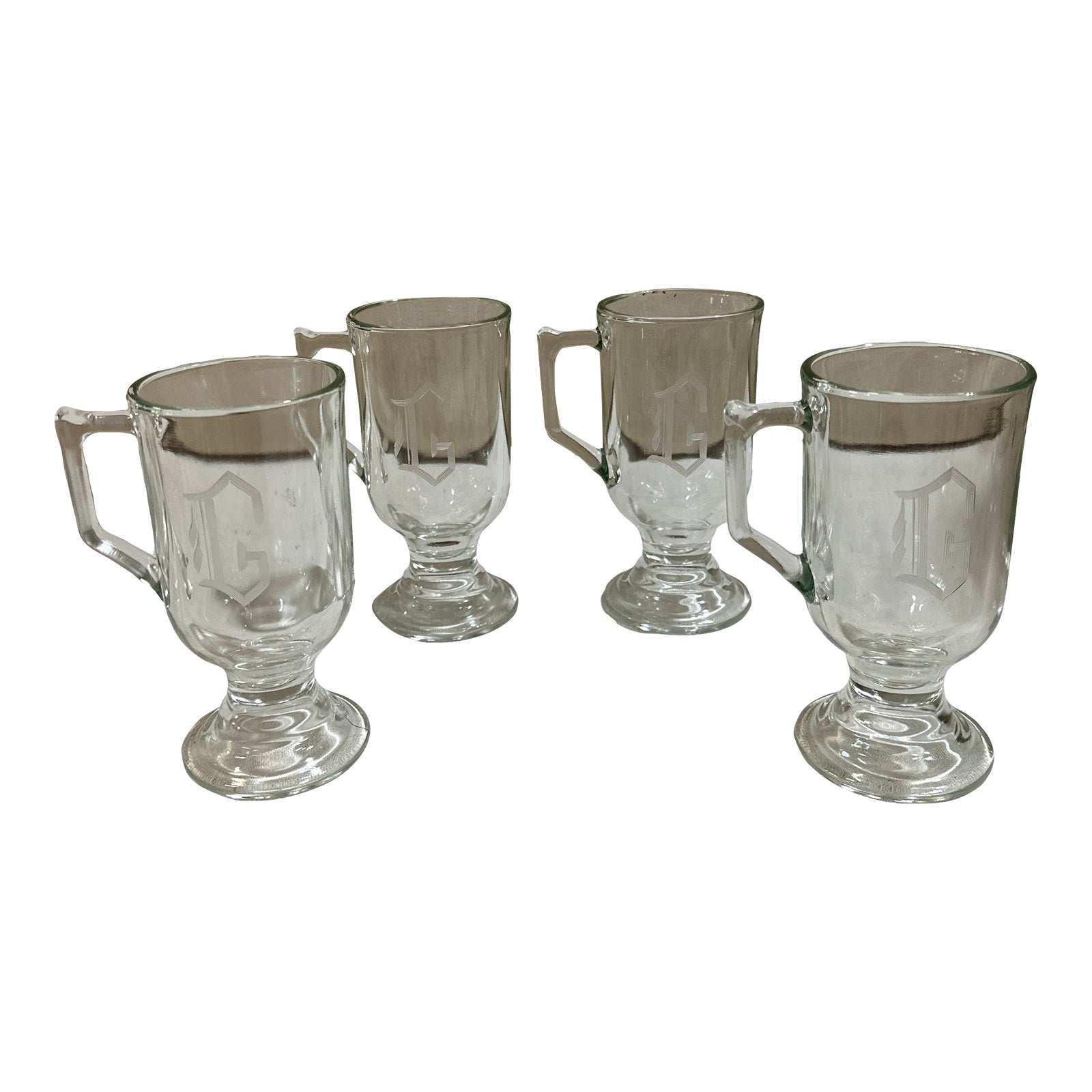 1970s Collection of "D" Monogrammed Glasses With Handles- Set of 4 ...