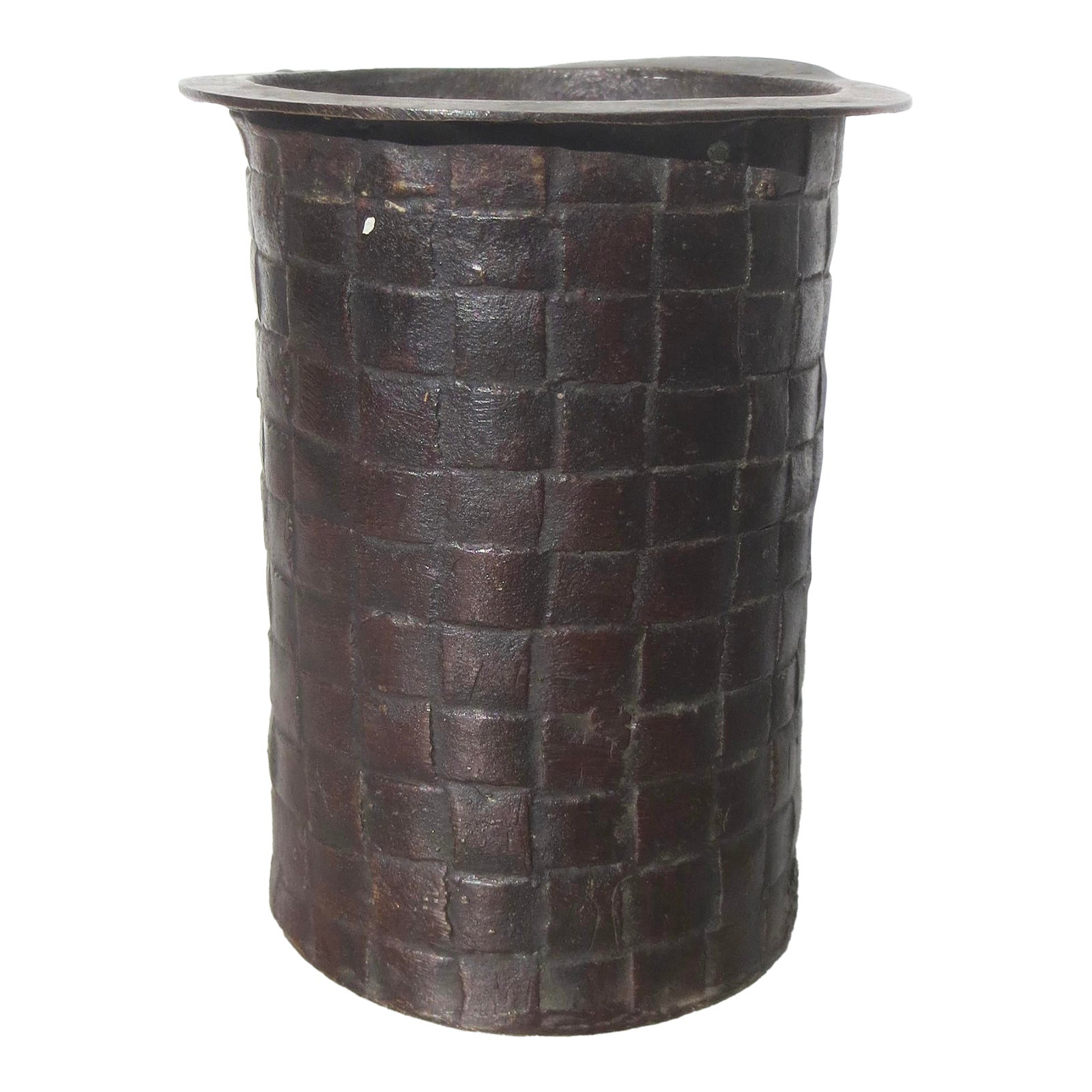 Art Brut Woven Bronze Canister | Chairish
