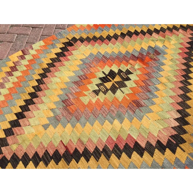 Vintage Diamond Design Kilim Rug | Chairish