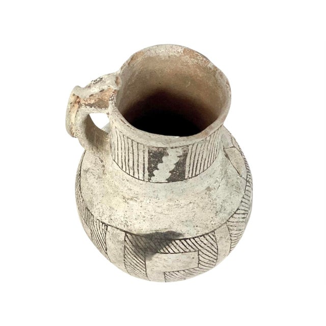 Anasazi Chaco Native American Pottery, Black on White Pitcher | Chairish