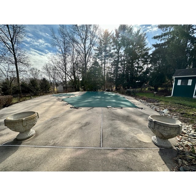 Large Vintage Grape & Greek Key Stone Planter | Chairish