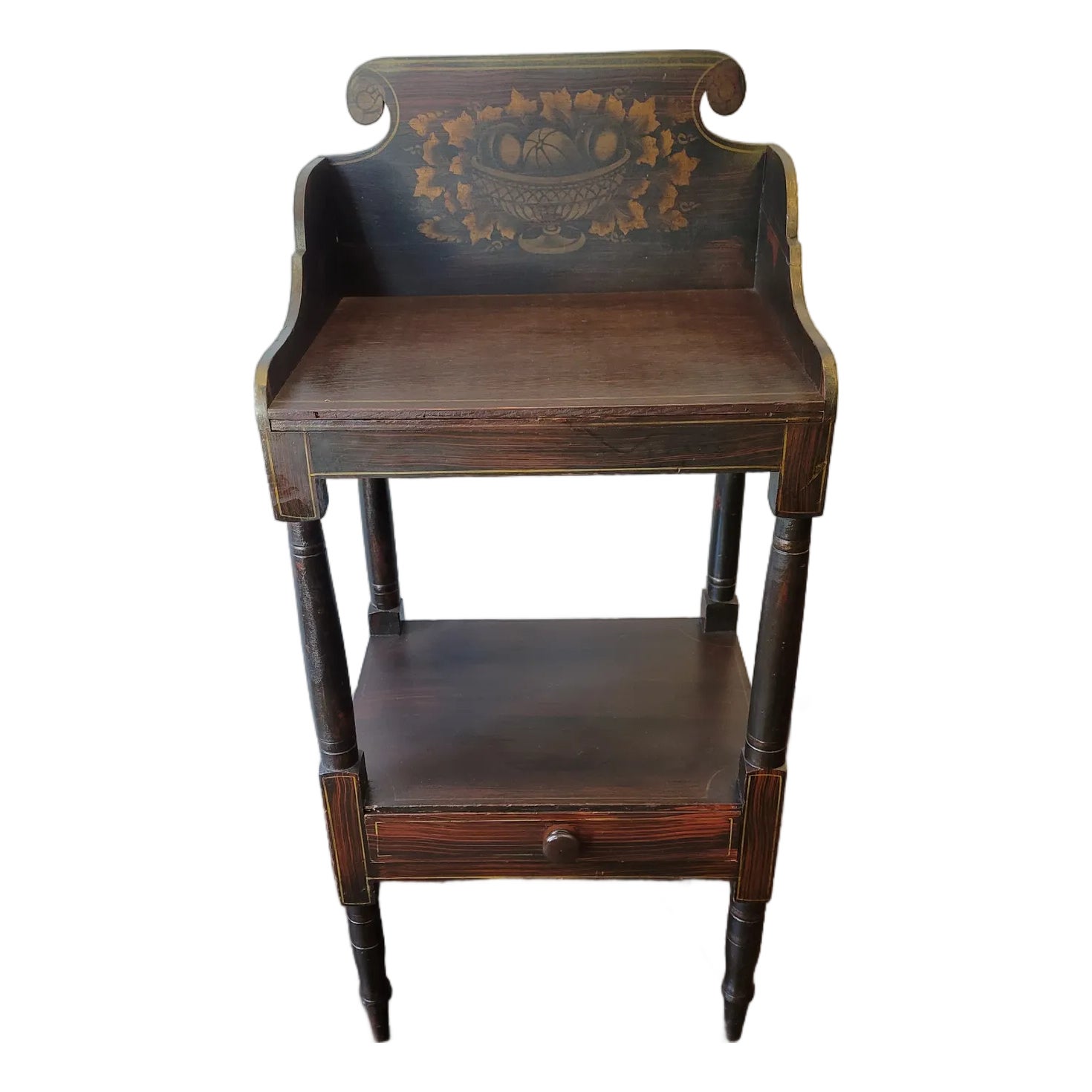 1850s Antique New England Sheraton Painted Wash Stand Black & Red ...