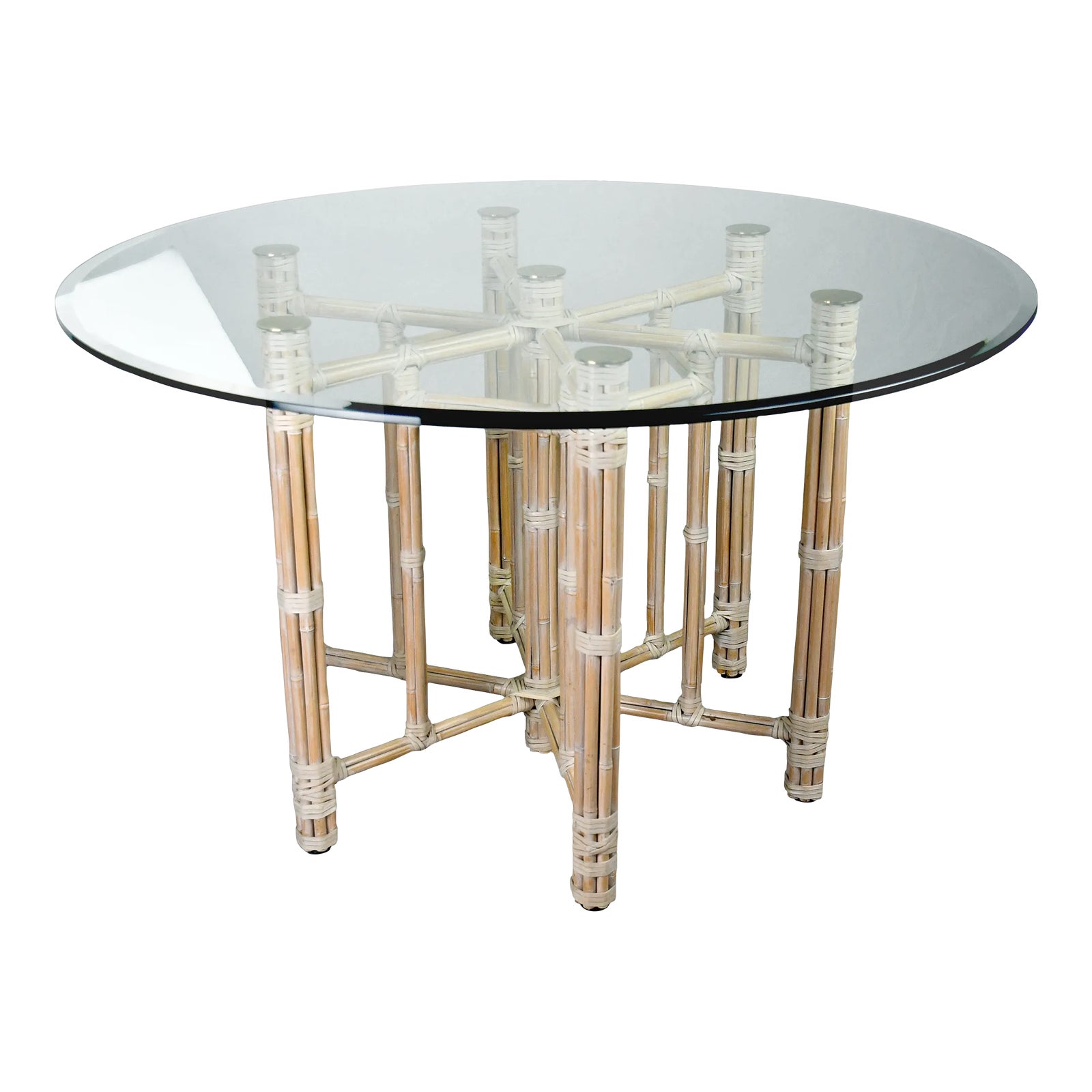 McGuire Hexagonal Base Bamboo and Glass Dining Table