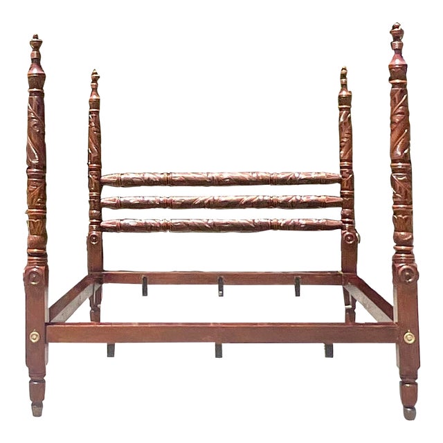 Late 20th Century Vintage Boho King Carved Poster Bed After Ralph ...