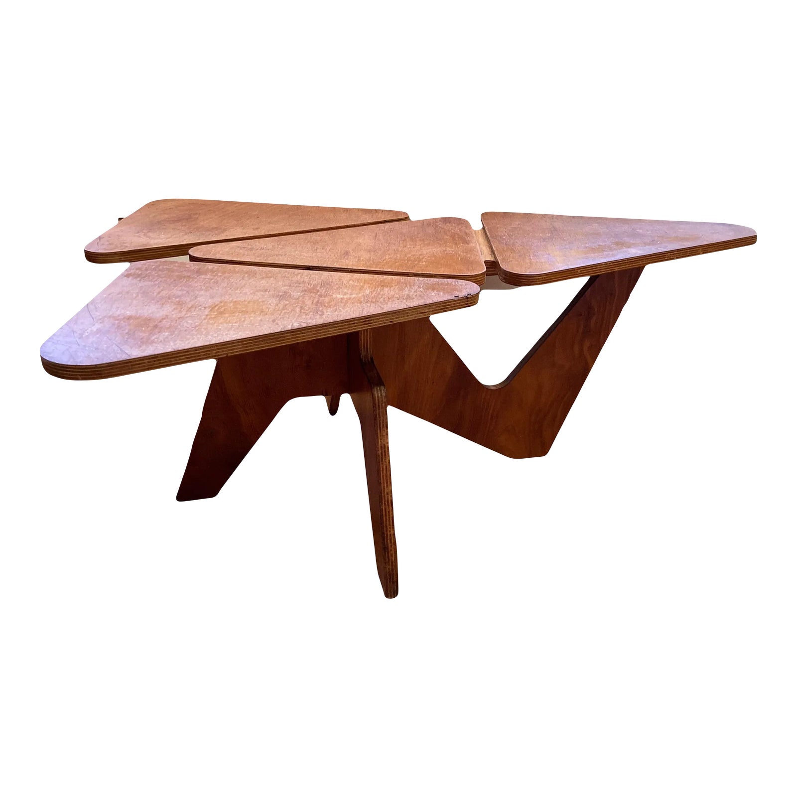 1950s José Zanine Caldas (Attributed) Biomorphic Constructionist Interlocking Plywood Coffee ...