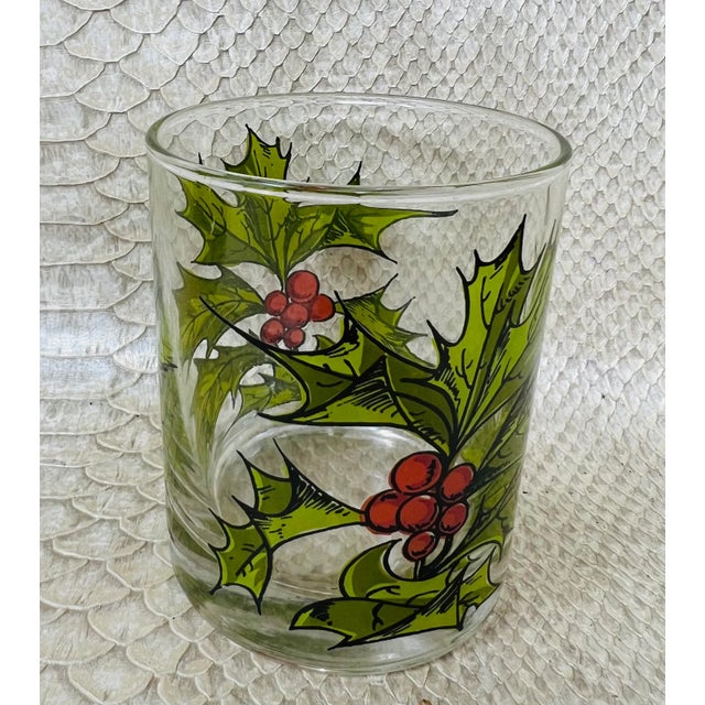 Christmas Decor Vintage Italian Holiday Glassware Holly Berry Decanter ...