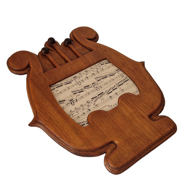 1930s French Art Deco Wooden Lyre Harp Photo Frame | Chairish
