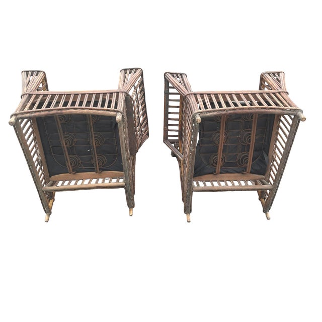 1930s Pair Art Deco Natural Rattan Split Reed Lounge Chairs | Chairish