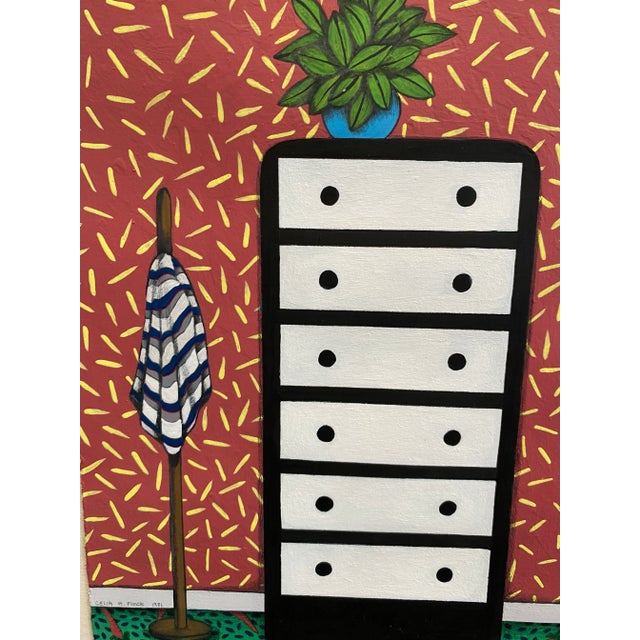 1981 Celia Flock Interior Patterns Painting | Chairish