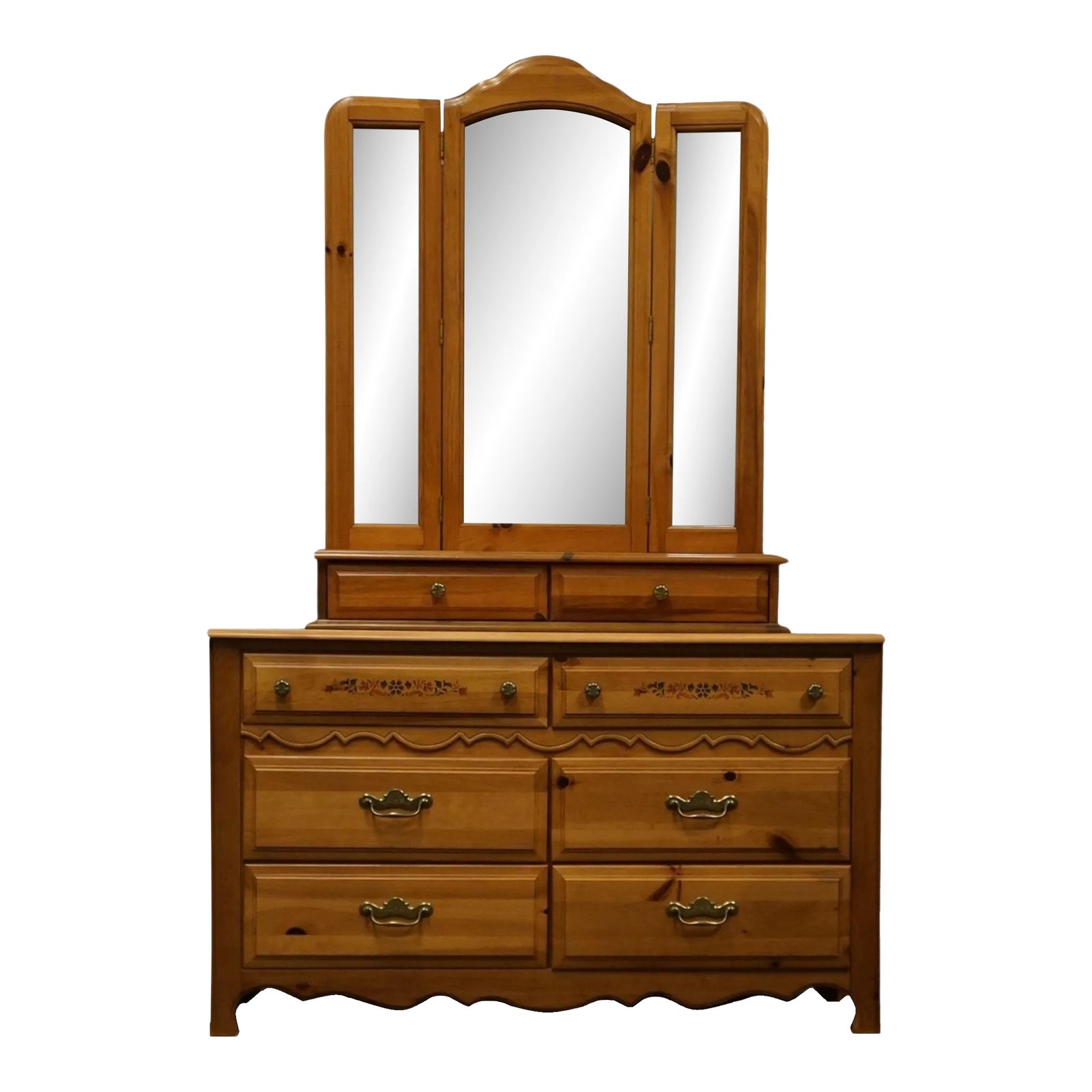 Broyhill Furniture Solid Knotty Pine Country French 50" Double Dresser ...