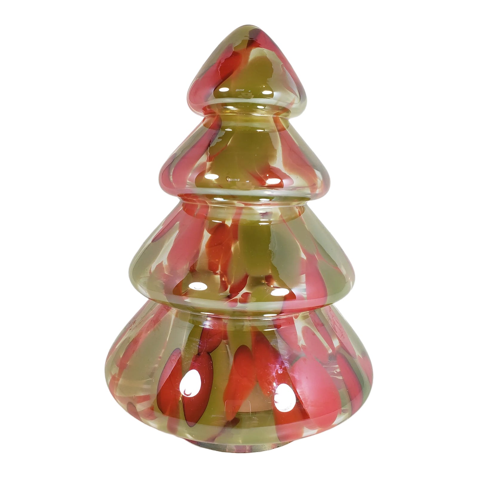 1990s Red and Green Art Glass Christmas Tree by Zorza From Poland ...