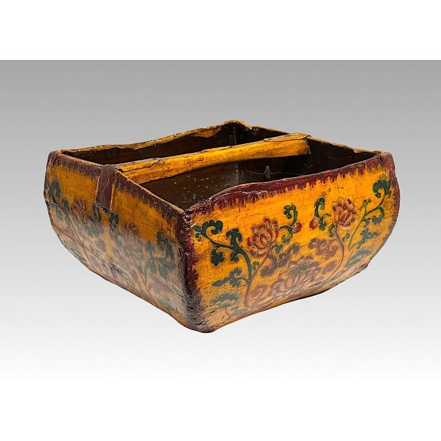 Antique Chinese Qing Dynasty Rustic Wood Rice Container, Orange Gold ...