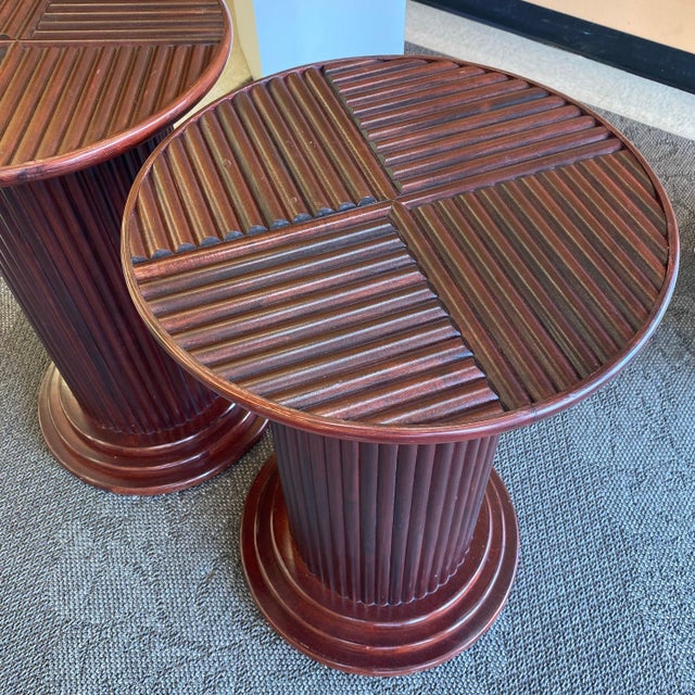 Mahogany Fluted Column Round Dining Table Bases - A Pair | Chairish