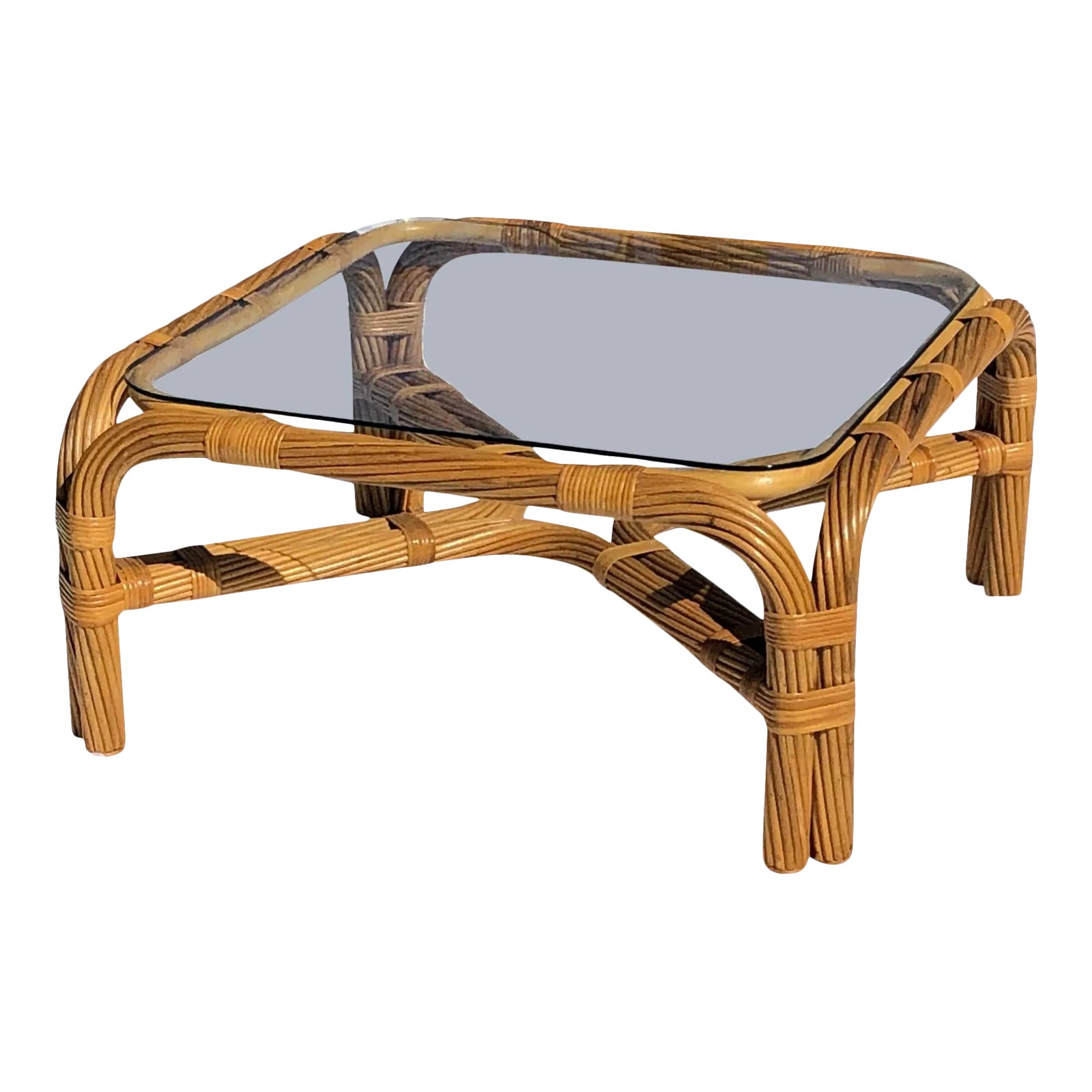 Vintage Twisted Reed-Rattan Coffee Table | Chairish