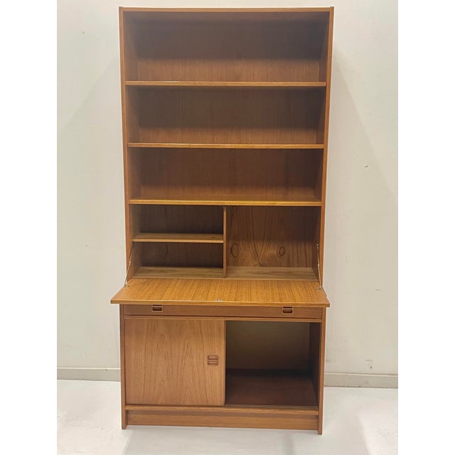 1980s Vintage Danish Modern Teak Bookcase Desk | Chairish