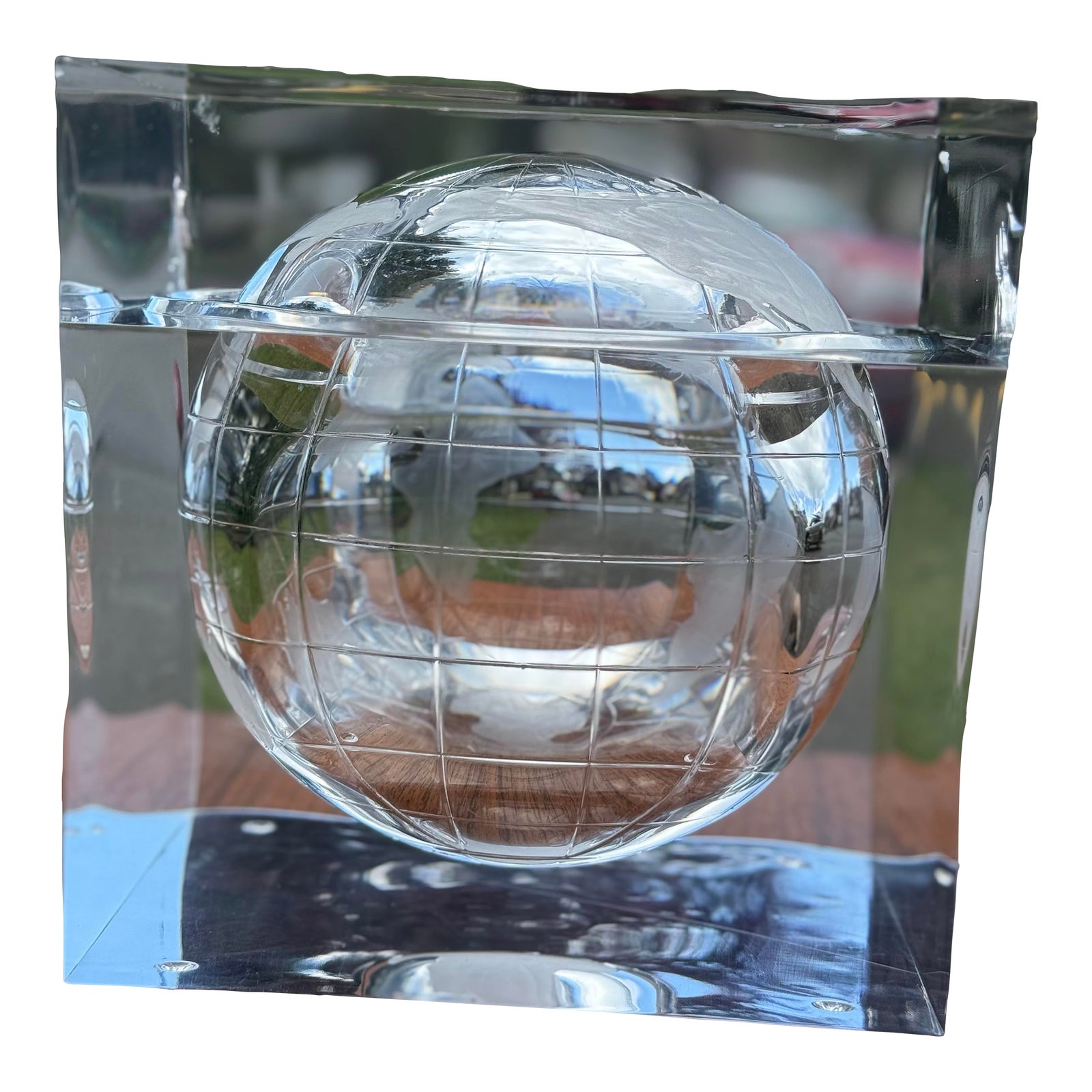 World Globe Acrylic Cube Ice Bucket by Alessandro Albrizzi, 1960s ...