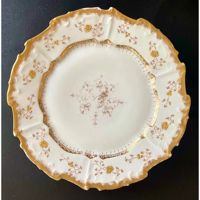 Antique Limoges Scalloped Gilt Plates -Set of 9 | Chairish