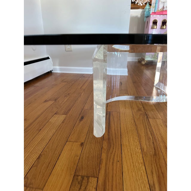Vintage Lucite "S" Shaped Glass Top Coffee Table | Chairish