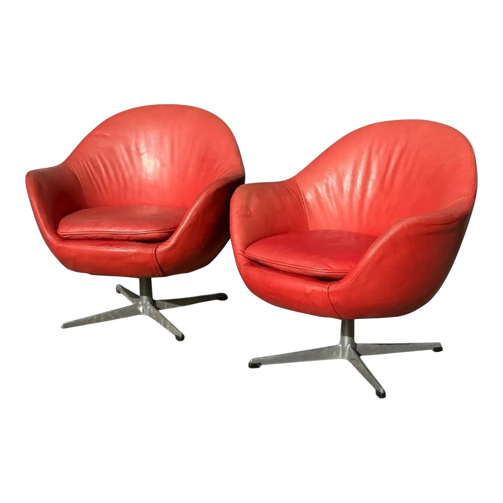Mid 20th Century Original Overman Pod Swivel Chairs, Sweden- a Pair ...
