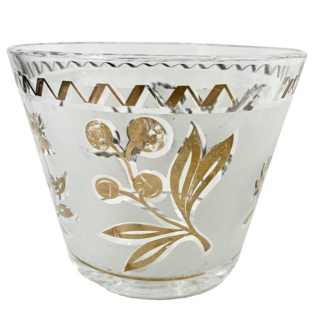 1960s Libbey Frosted Glass Ice Bucket With Tongs | Chairish