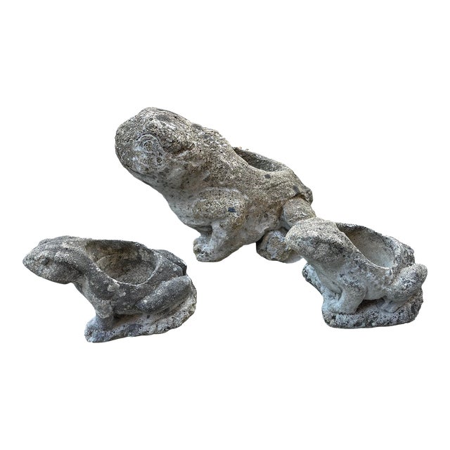 Vintage Set/3 Frog Planters Concrete | Chairish