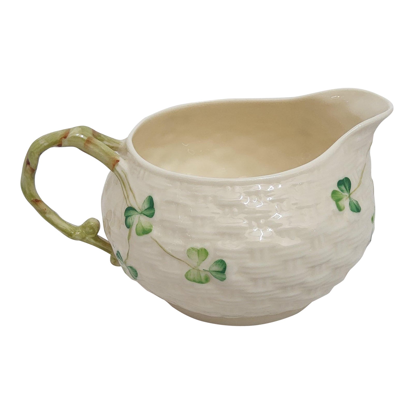 1980s Belleek Ireland Shamrock Pottery Cream Jug | Chairish
