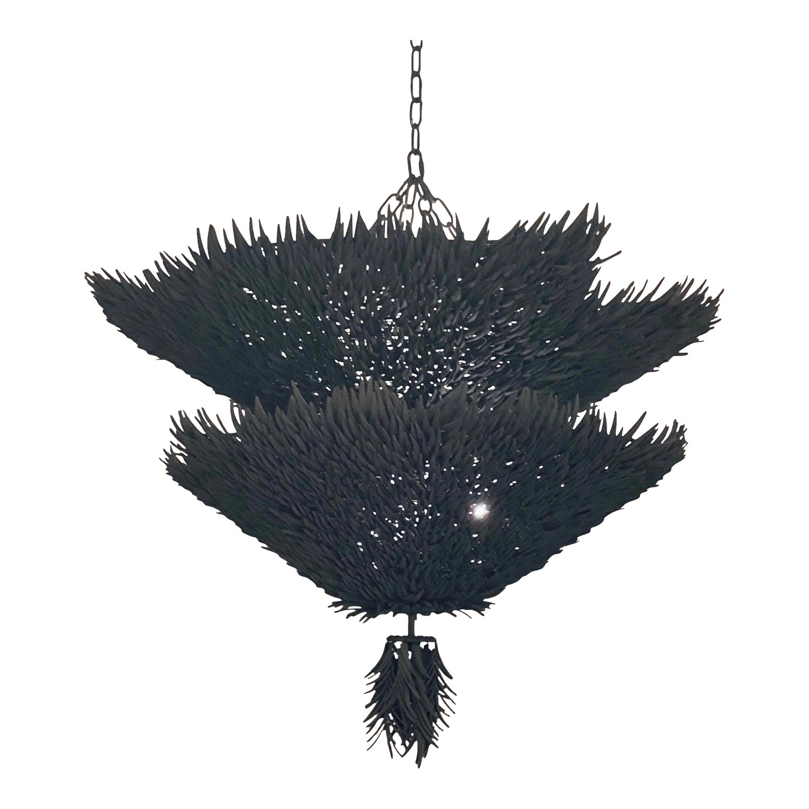 Arteriors Modern Blue Gray Coconut Shells Auckland Chandelier | Chairish