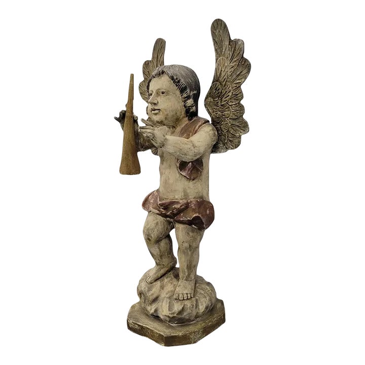 Vintage Filipino Folk Art Carved Wood Painted Cherub, Putti, Angel ...