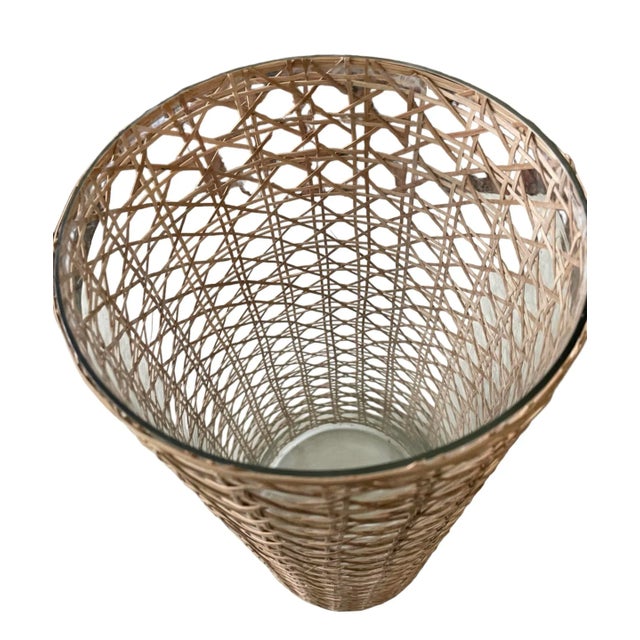 Wicker Glass Hurricane | Chairish