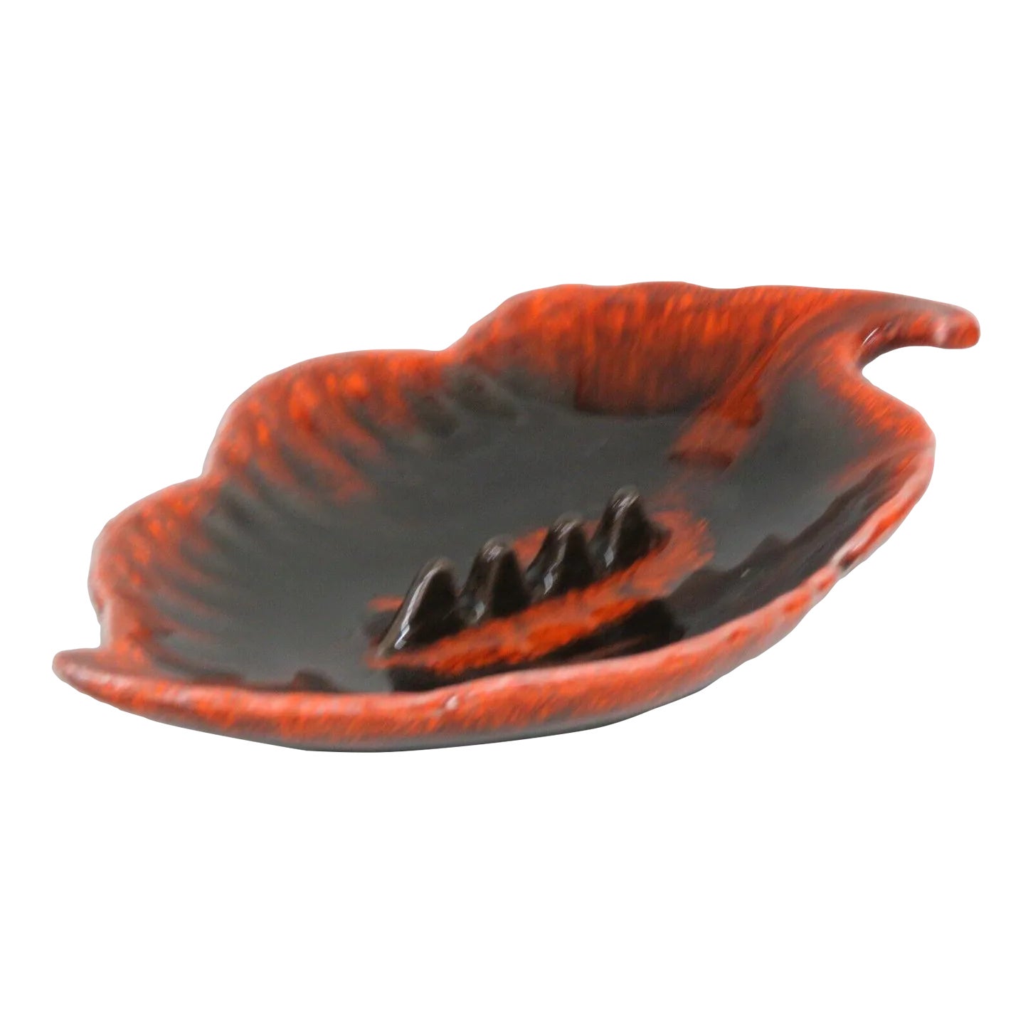 Mid Century Ceramic Hand Painted Leaf Ashtray Tray | Chairish