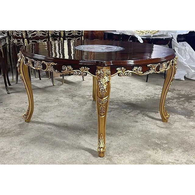 French Baroque Style Dining Table With Gold Details | Chairish